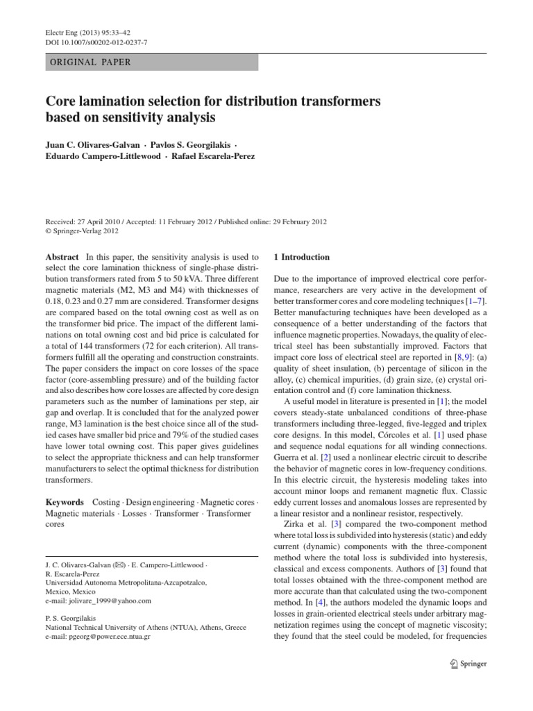 Core Laminations Selection | PDF | Transformer | Materials