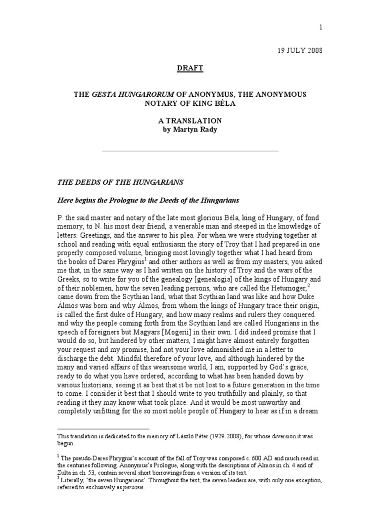 Gesta Hungarorum (2008) PDF | PDF