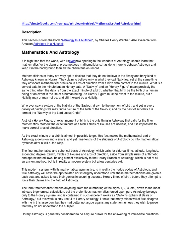 Mathematics and Astrology: Description | Download Free PDF | Horoscope ...