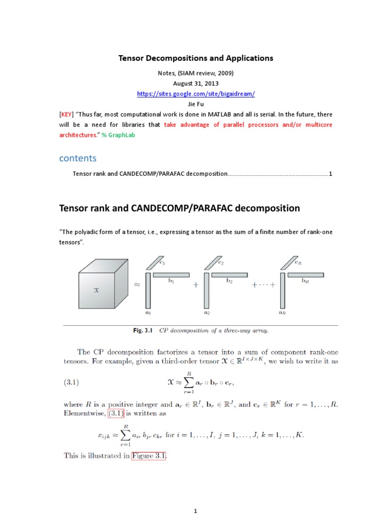 Digest Tensor Decompositions And Applications Pdf Computers