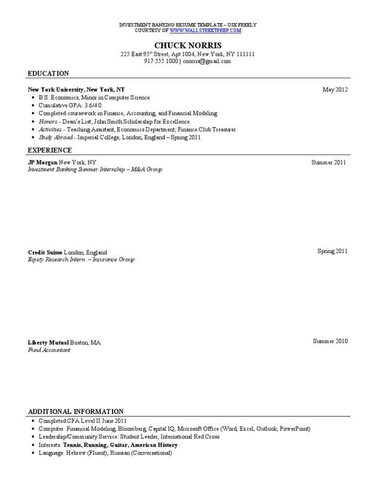 Investment Banking Resume Template | PDF