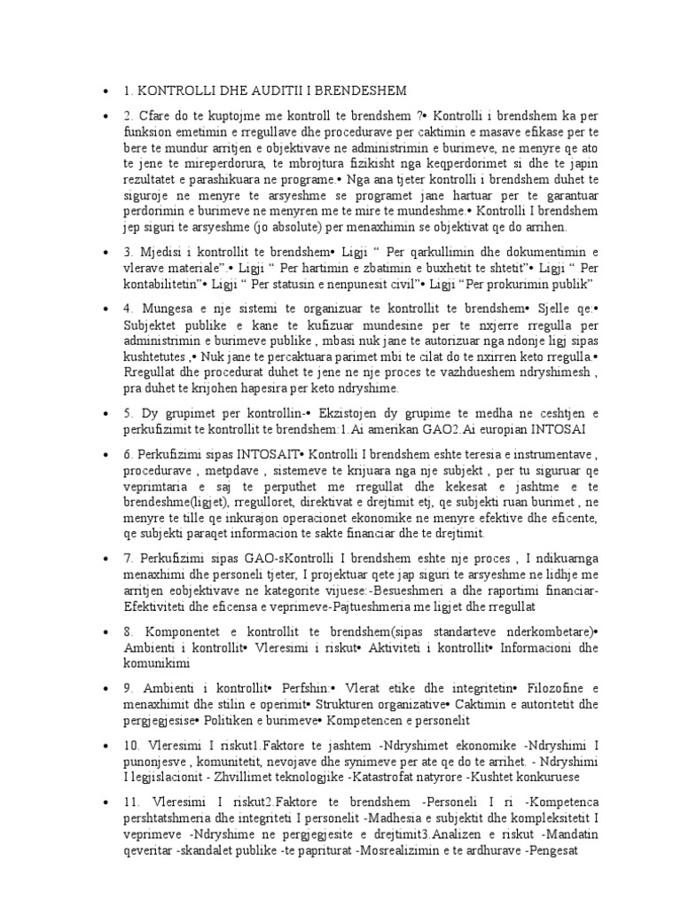 Kontrolli Dhe Auditi I Brendeshem | PDF