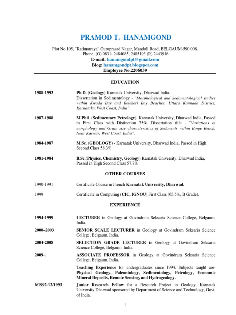 Pramod T. Hanamgond: E-Mail: Blog: Employee No.2206039 Education | PDF ...