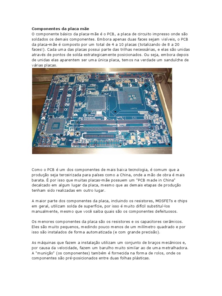 Componentes Da Placa Mãe | PDF | Memória de acesso aleatório (RAM) | BIOS