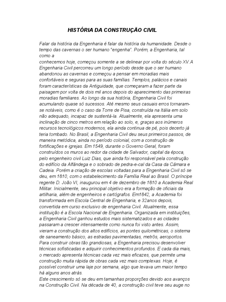 História Da Construção Civil Pdf Engenharia Engenharia Civil