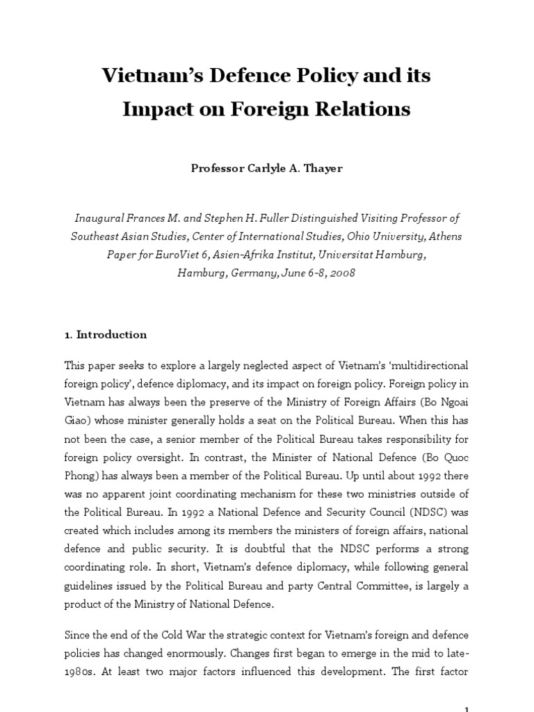 Vietnam's Multidirectional Defence Policy | PDF | Association Of ...