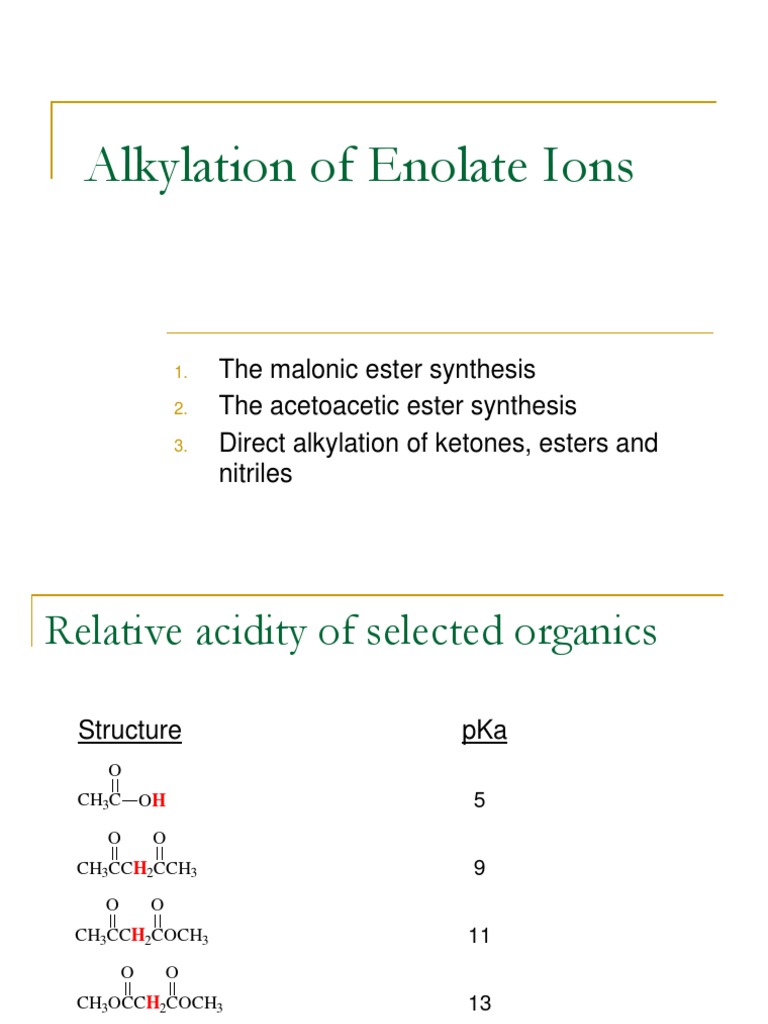 Alkylation of Enolate Ions | Download Free PDF | Organic Reactions | Ester