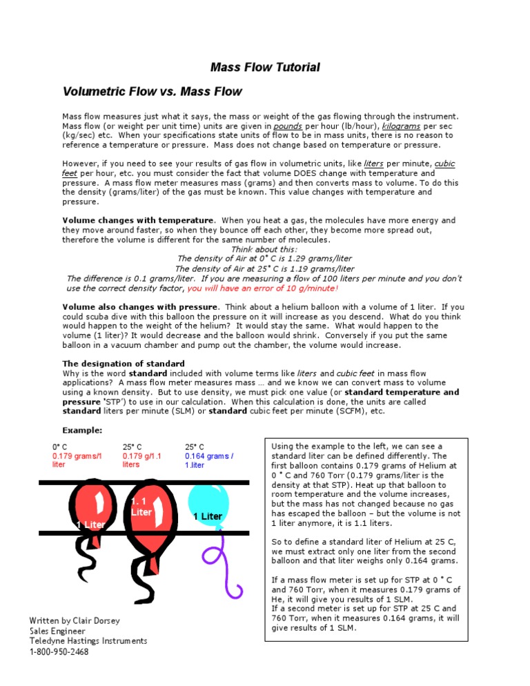 Mass vs. Volumetric Flow Explained | PDF | Litre | Density