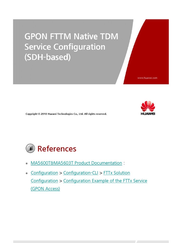 GPON FTTM Native TDM Service Configuration (SDH-Based) V8R8 | PDF | Multiprotocol Label ...