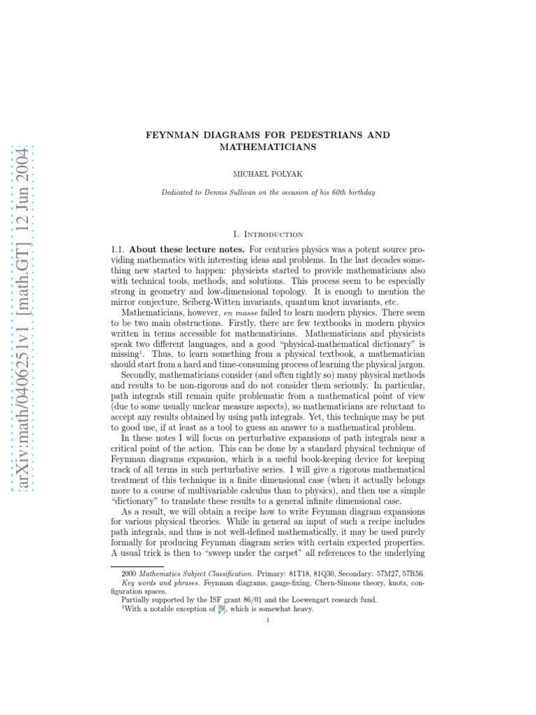 Feynman Diagrams in Mathematical Physics | PDF