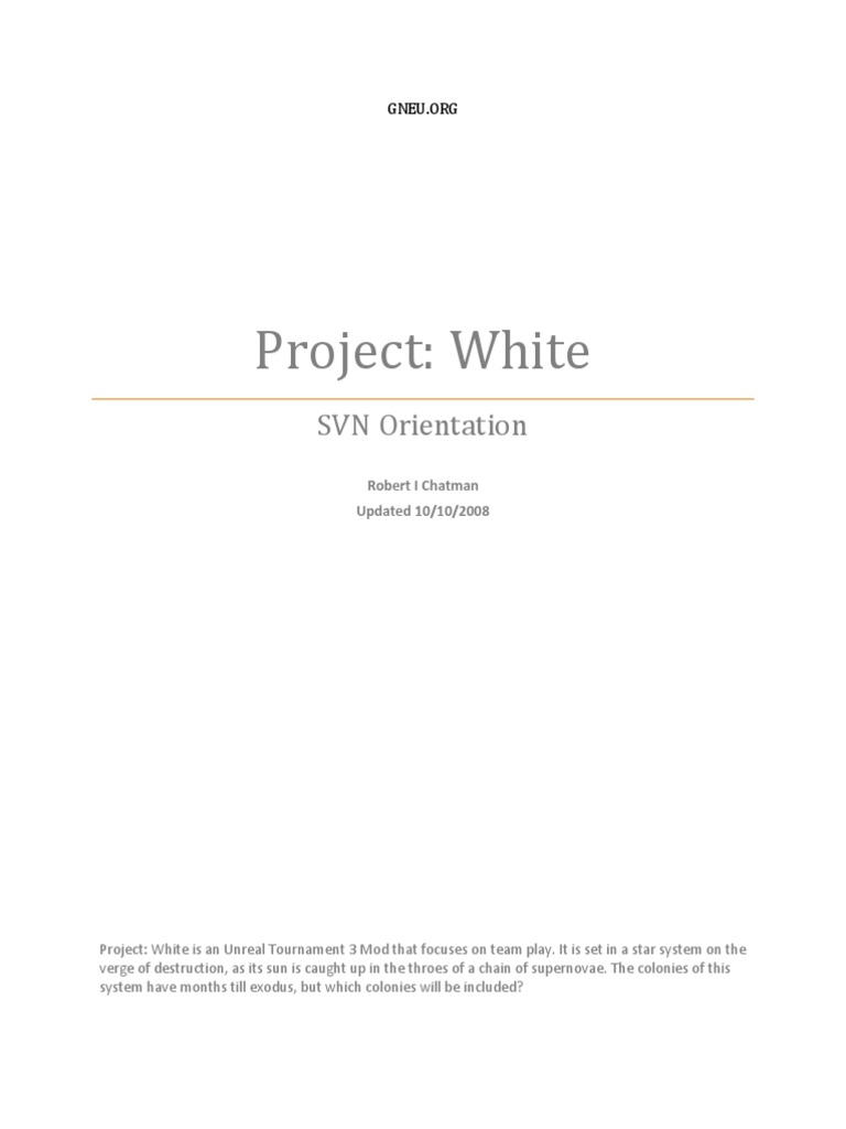 Project: White: SVN Orientation | PDF | Version Control | Utility Software