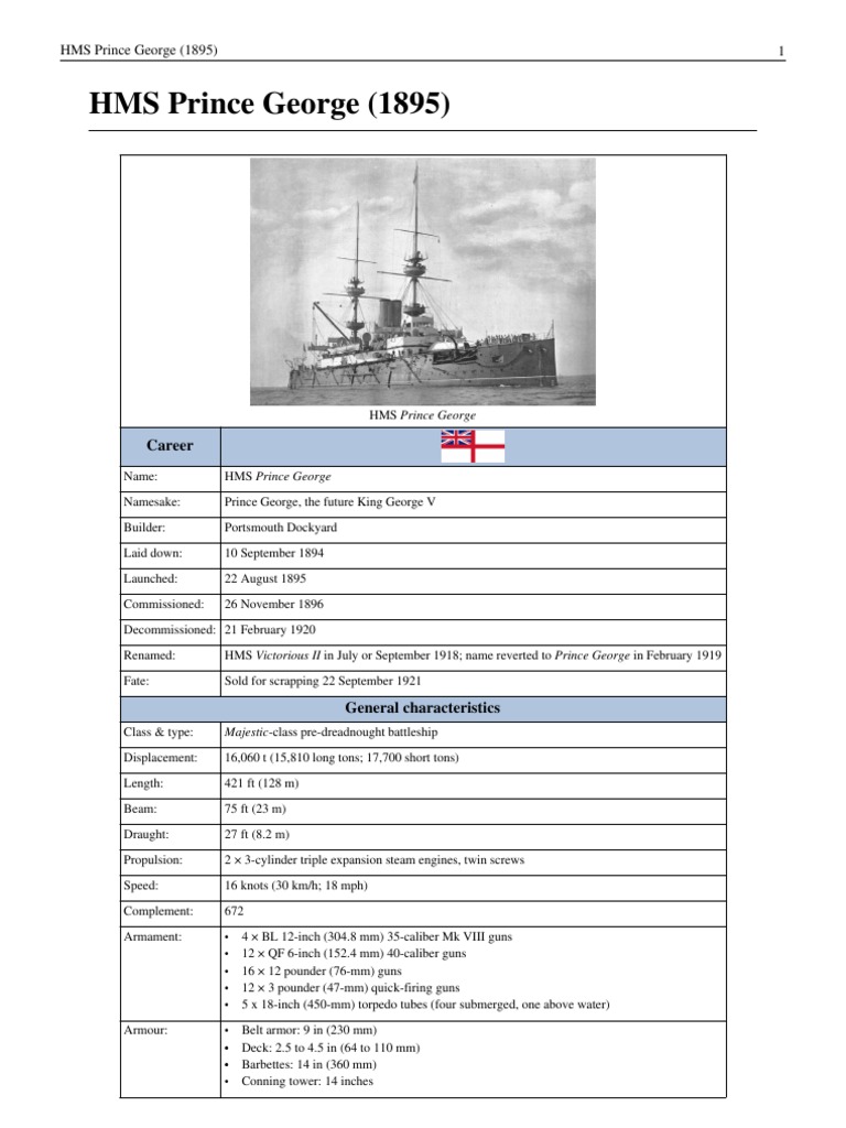 HMS Prince George (1895) | PDF | Battleship | Naval Ships