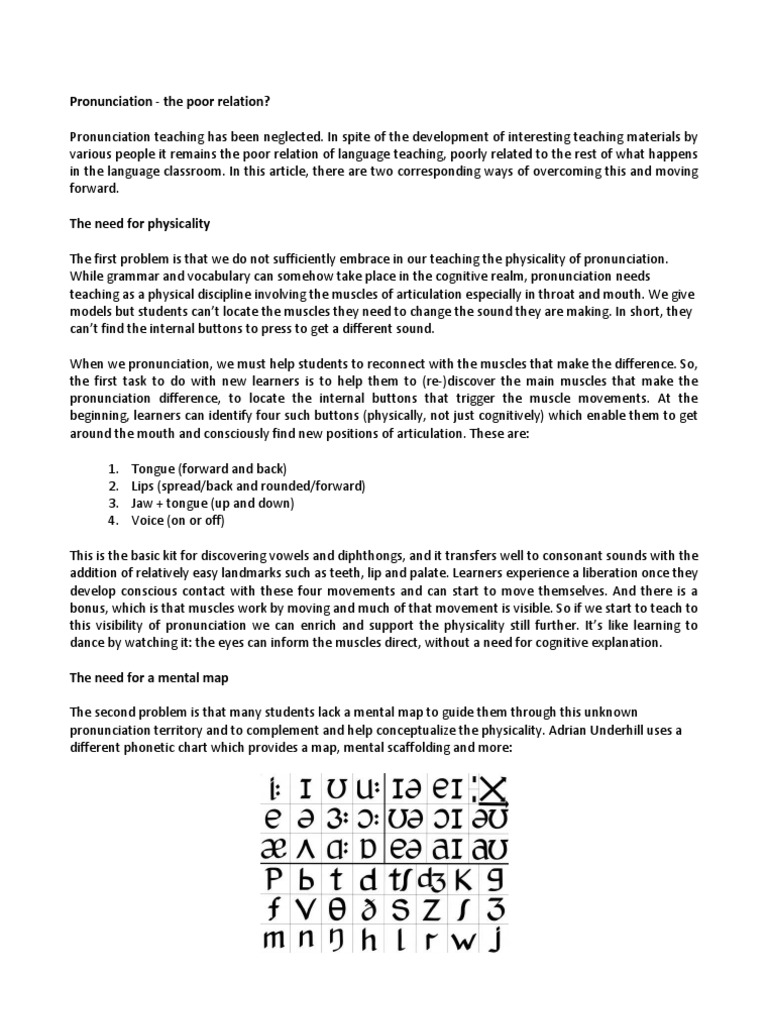 Pronunciation, The Poor Relation | PDF | Vowel | Human Voice