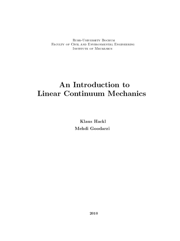 Lecture Notes Linear Elasticity Theory Pdf Linear Elasticity Elasticity Physics