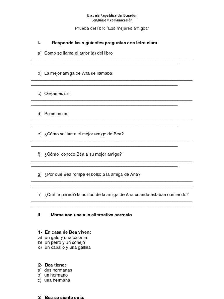 Prueba Los Mejores Amigos | PDF