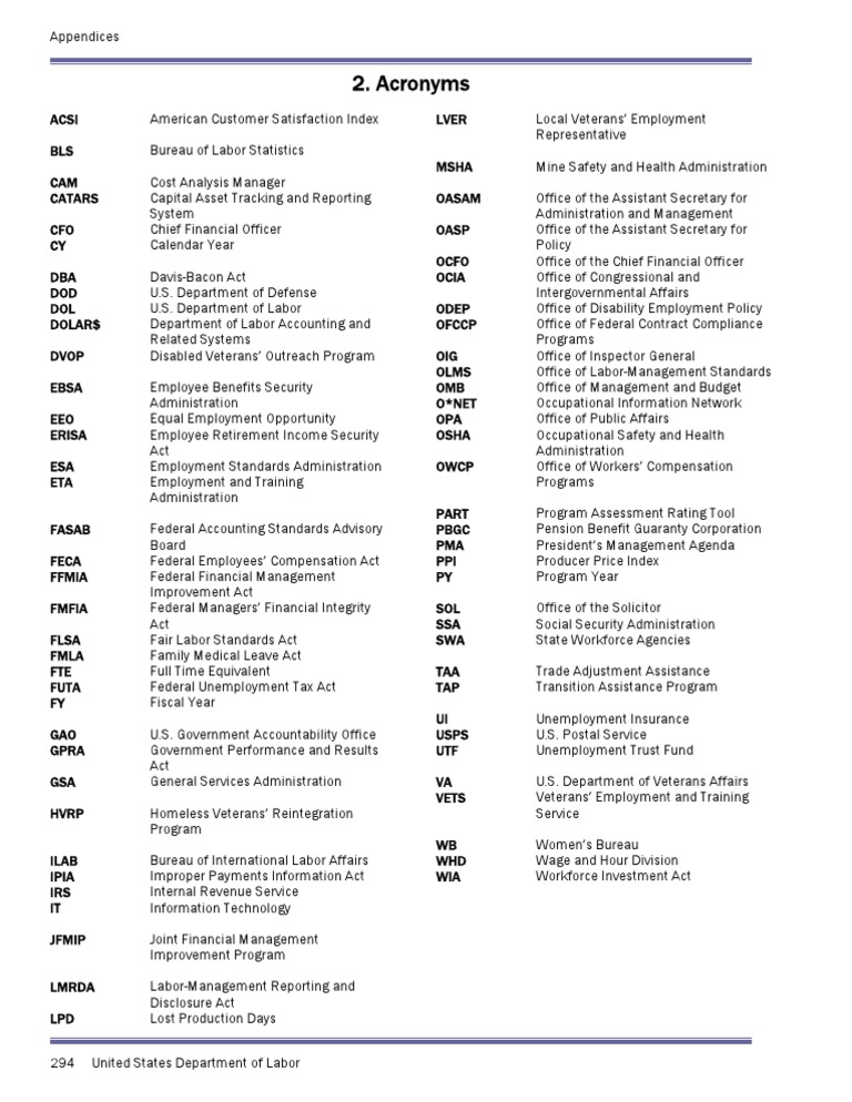 Department of Labor: ACR | United States Department Of Veterans Affairs ...