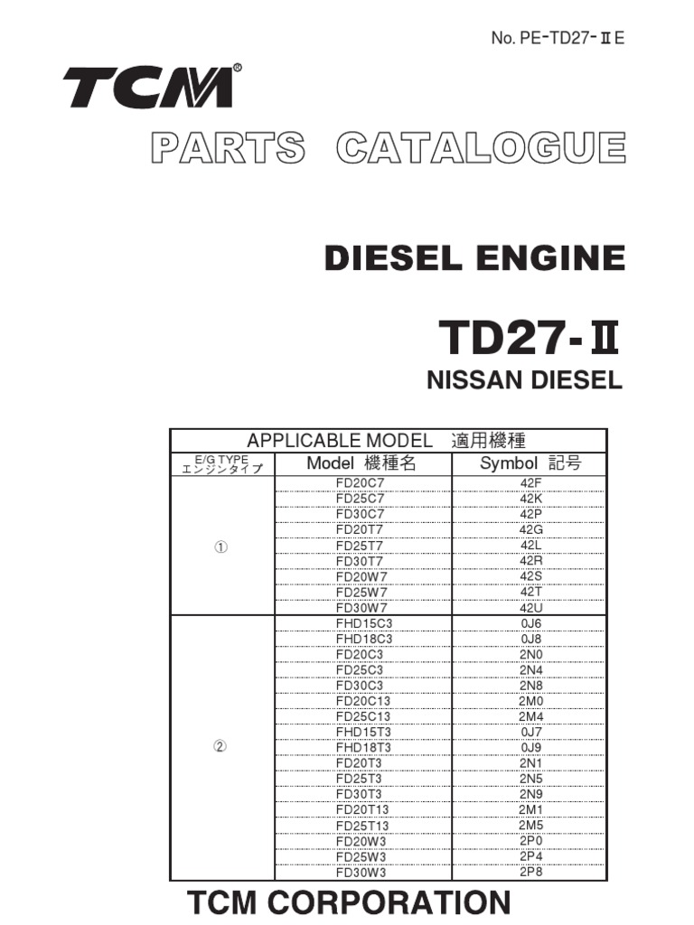 Catalogo TCM - Motor Td27 - Nissan Diesel | PDF