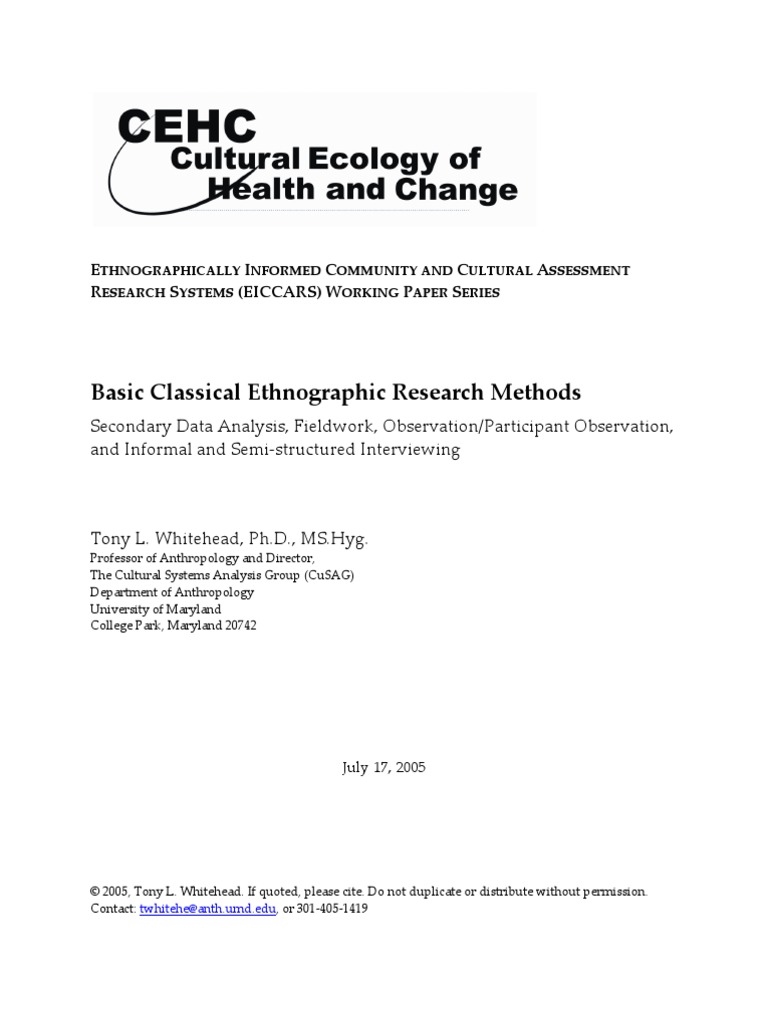 Classical Ethno Methods | PDF | Ethnography | Field Research