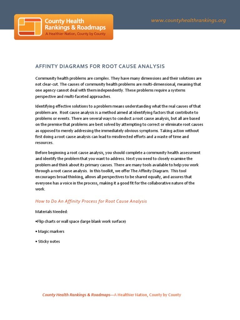 Affinity Diagrams for Root Cause Analysis | PDF | Brainstorming | Cognition