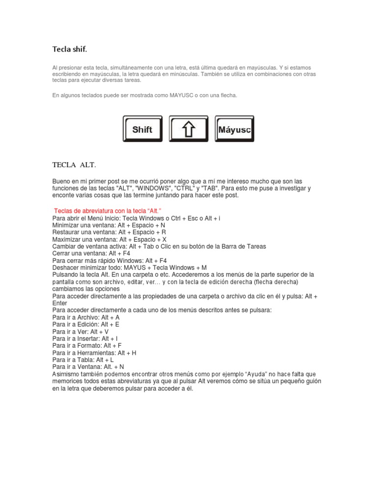Tecla Shif | PDF | Configuración electronica | Ventana (informática)