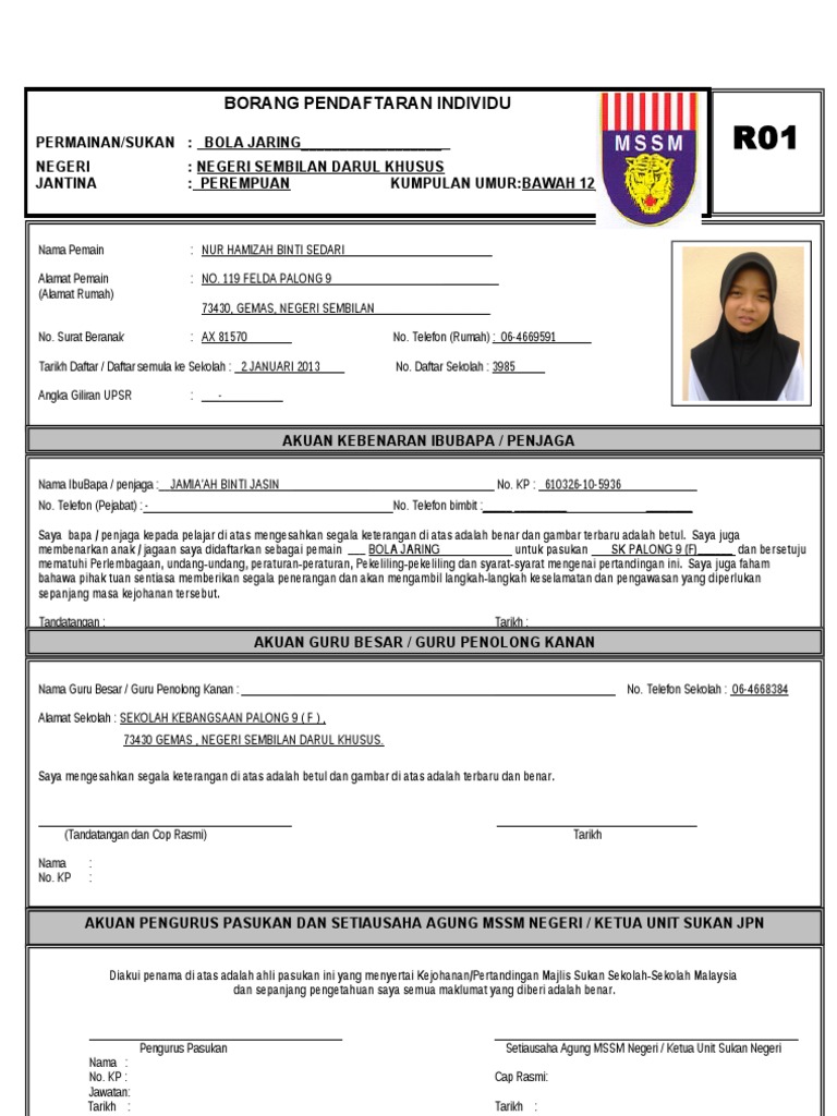 Borang R01 | PDF