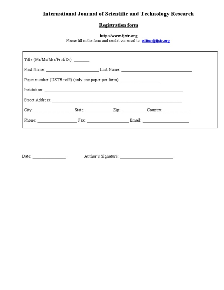 IJSTR Registration Form Instructions | PDF