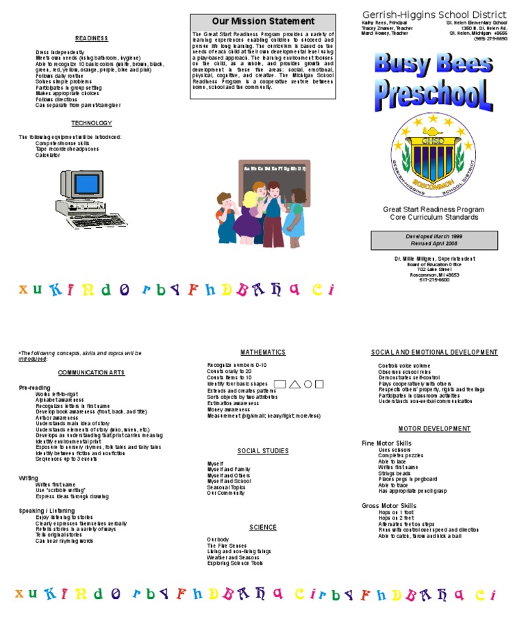 Curriculum Brochure Preschool | PDF | Curriculum | Neuropsychological ...