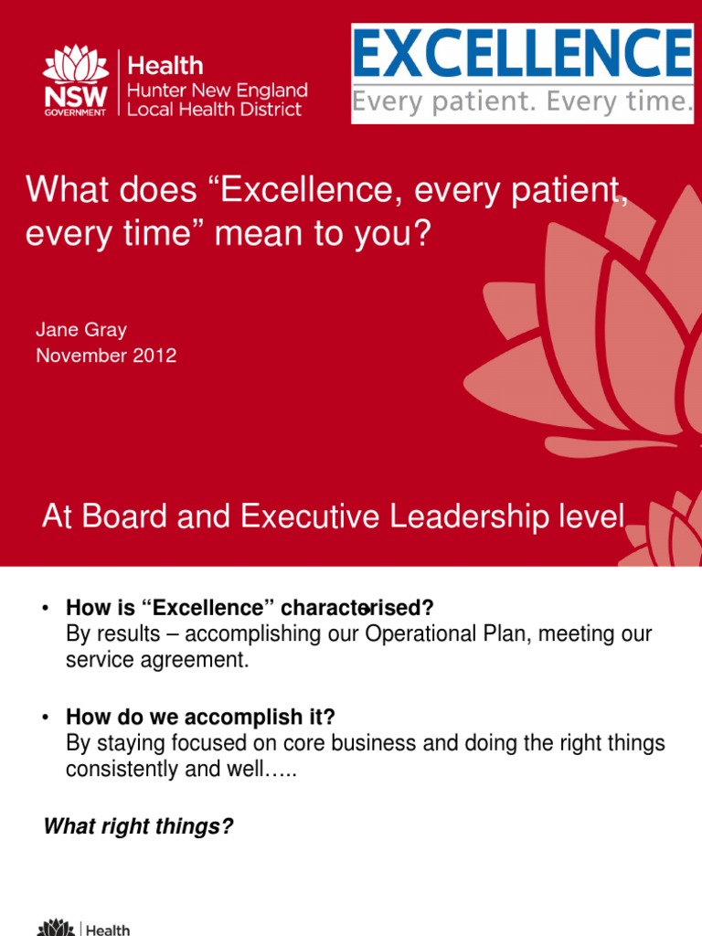 What Does "Excellence, Every Patient, Every Time" Mean To You? | PDF ...