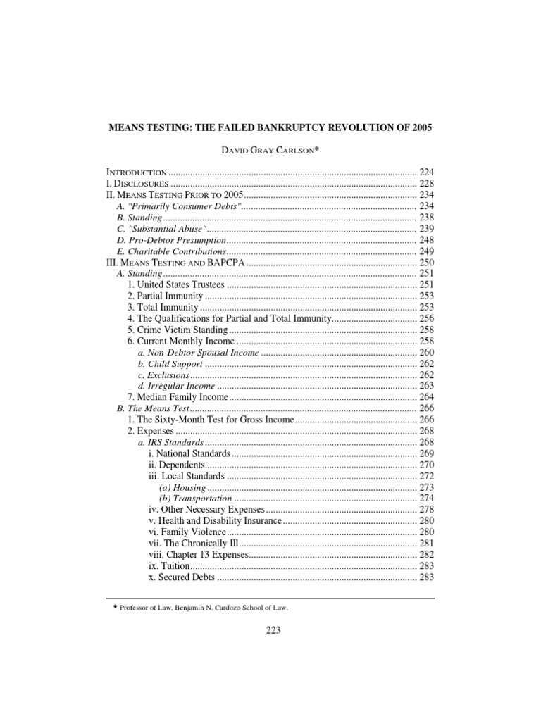 ABI Means Test | PDF | Chapter 7 | Bankruptcy