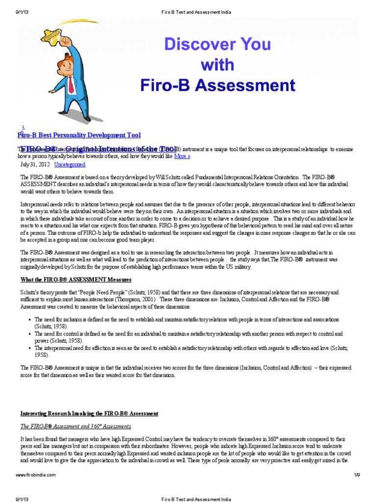 Firo B Test | PDF | Extraversion And Introversion | Interpersonal ...