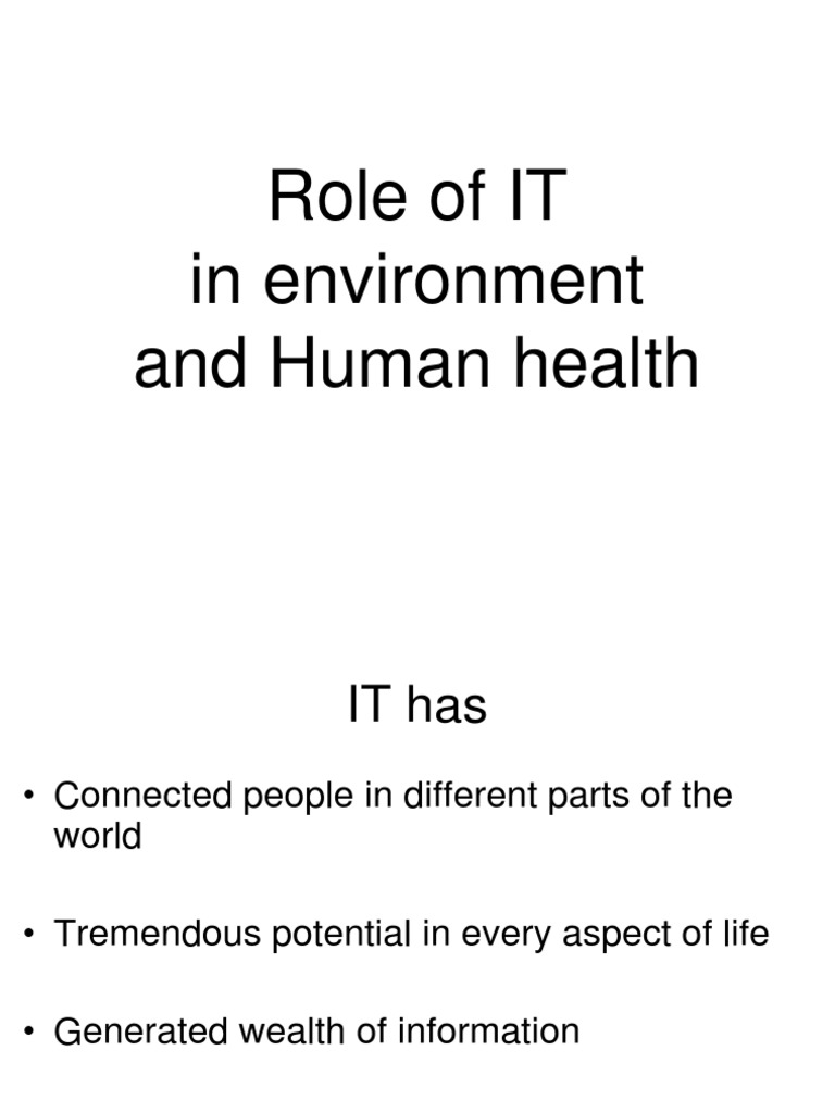 Role of IT in Environment and Human Health | PDF | Science & Mathematics