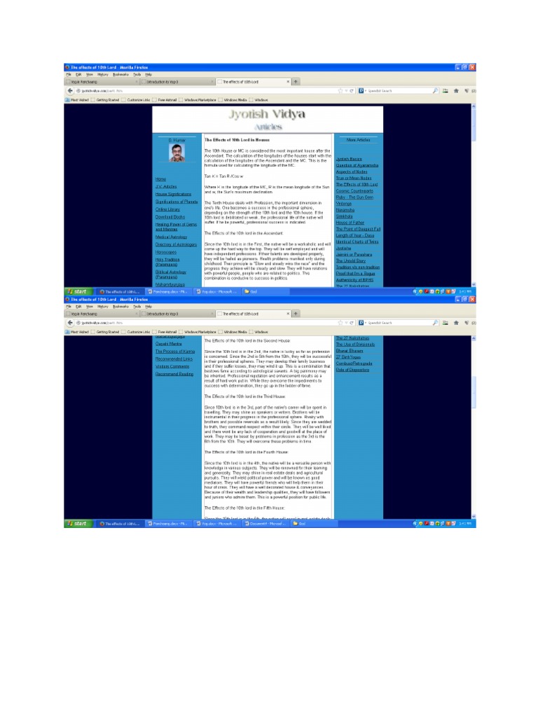 Effect of 10th Lord in Various Houses | PDF | Foreign Language Studies