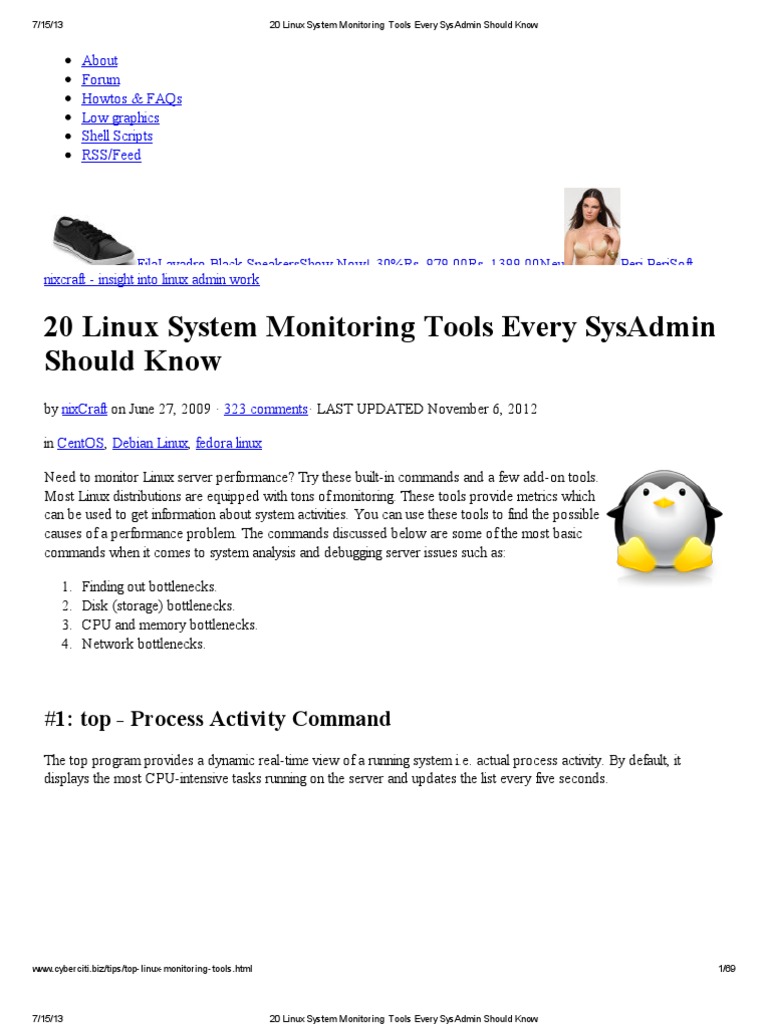 20 Linux System Monitoring Tools Every SysAdmin Should Know | PDF | Transmission Control ...
