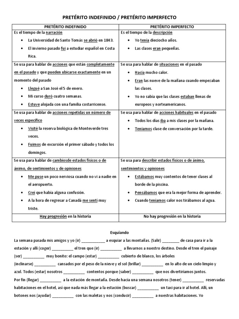 Pretérito Indefinido - Pretérito Imperfecto | PDF | Ocio