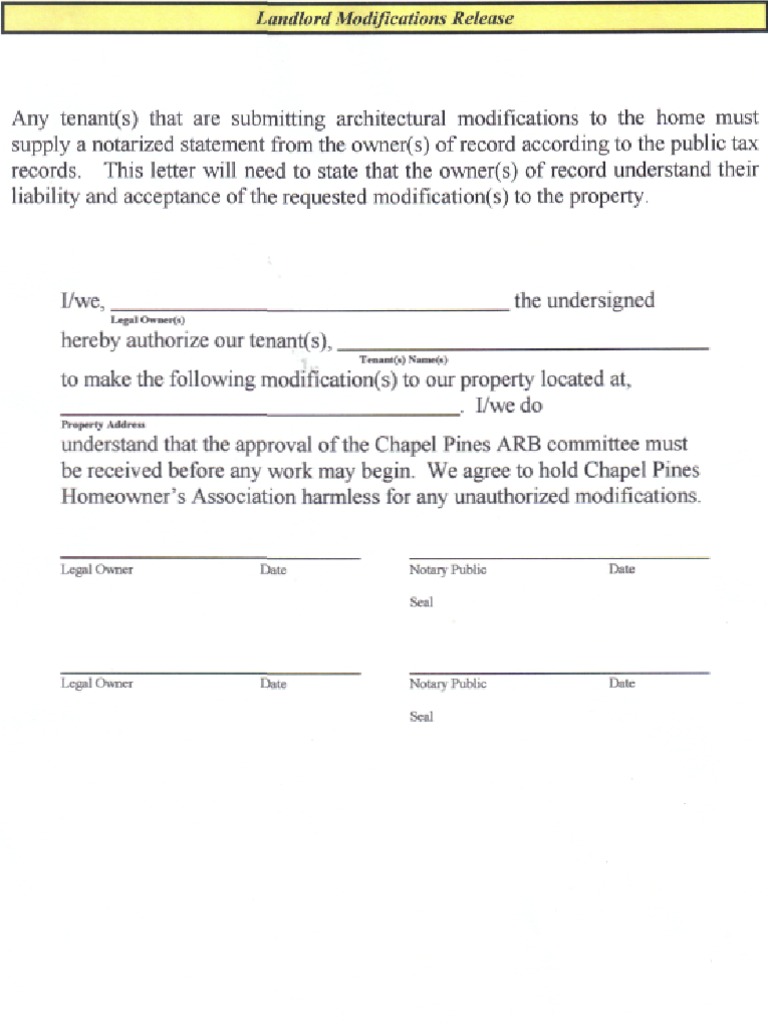 ARB Landlord Modification Release | PDF