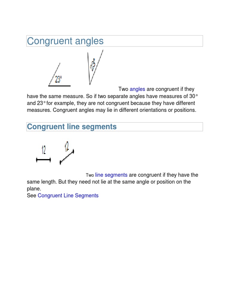 Understanding Congruent Angles and Segments | PDF