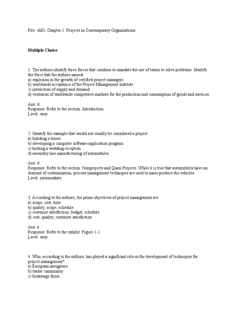 CH 01 | PDF | Project Manager | Project Management