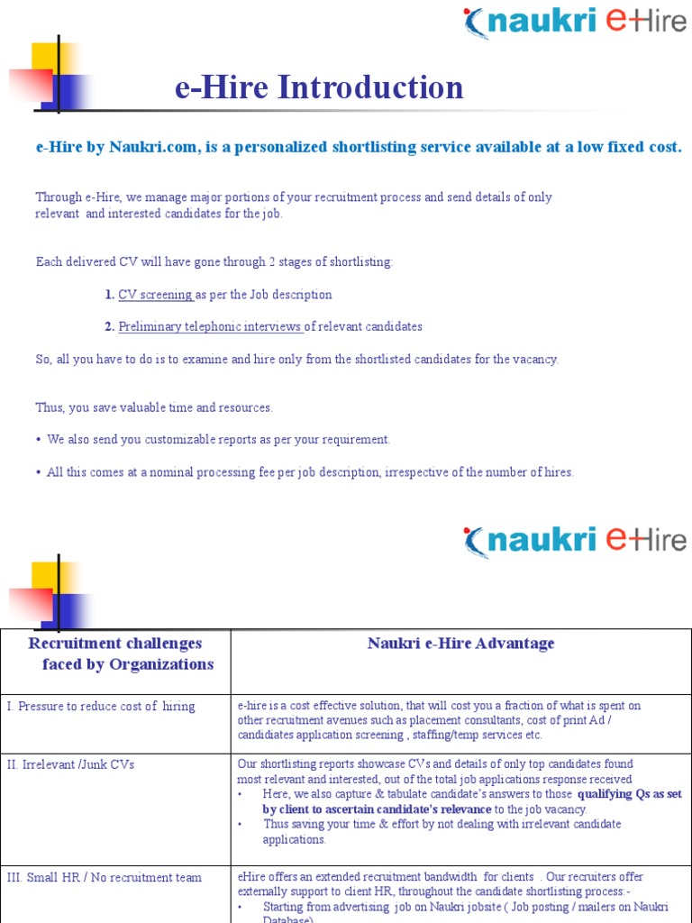 Ehire | Download Free PDF | Recruitment | Consultant
