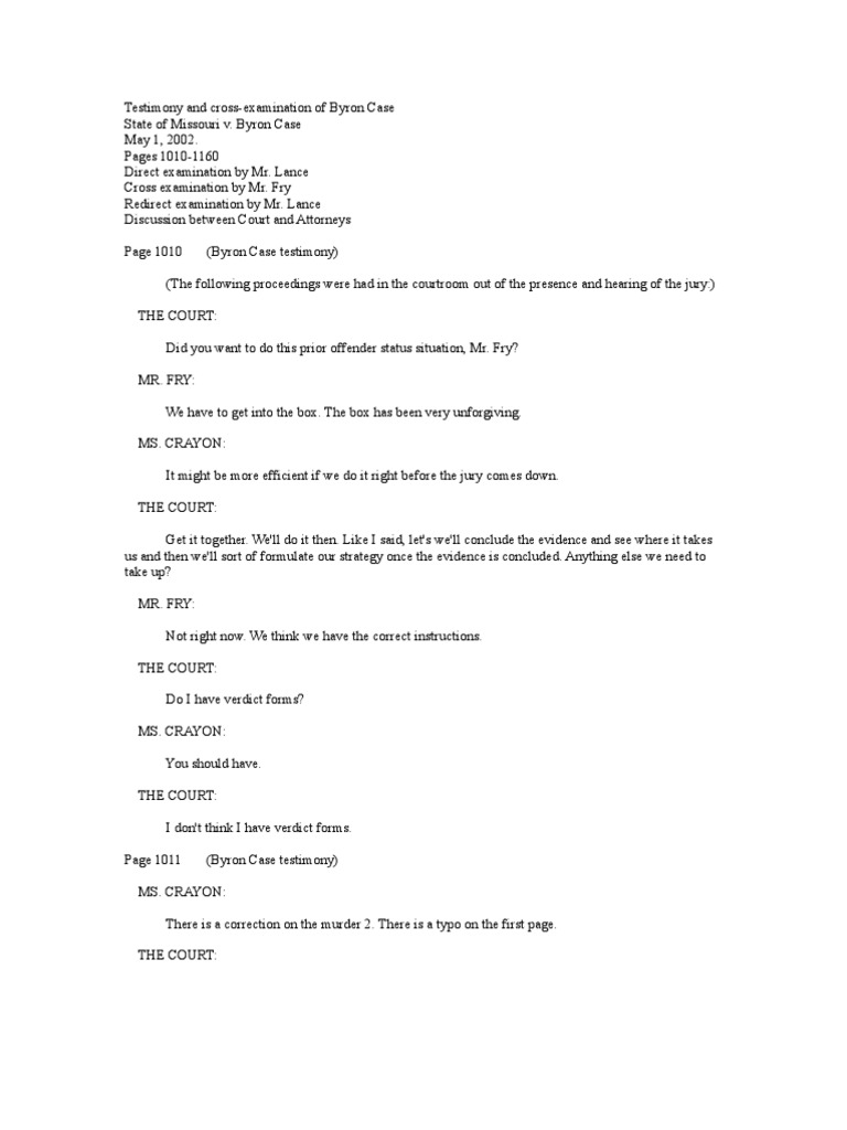 Byron Case Transcripts 25 Byron Case | Download Free PDF | Criminal ...