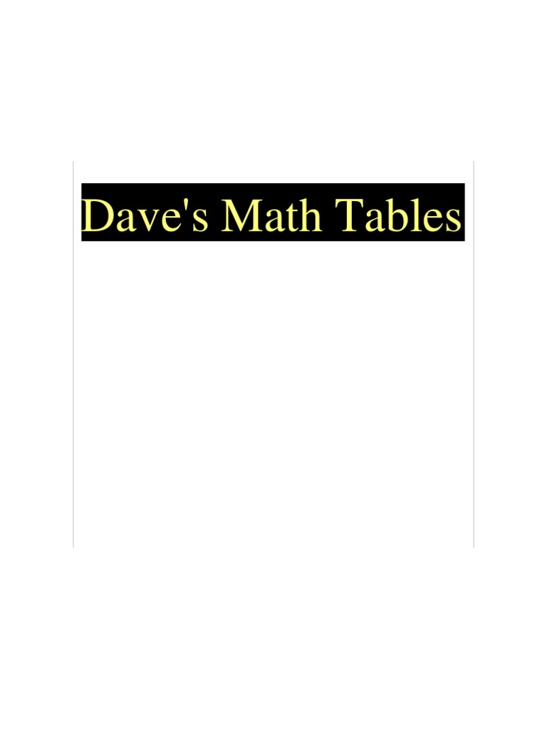 Dave's Math Tables | Download Free PDF | Series (Mathematics ...