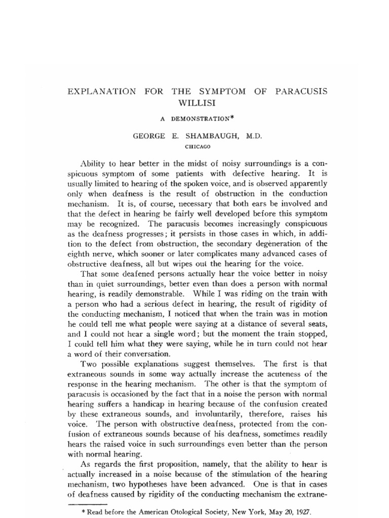 Paracusis of Willisi | PDF | Hearing Loss | Hearing