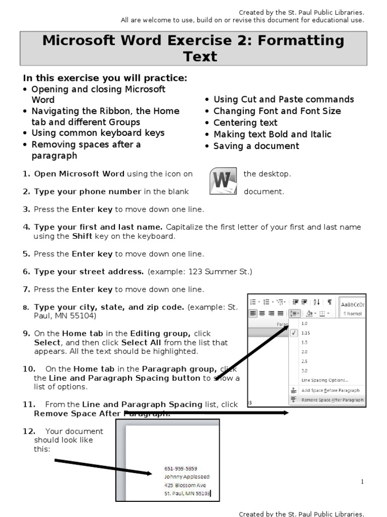 Word Exercise 2-Formatting | Download Free PDF | Microsoft Word ...