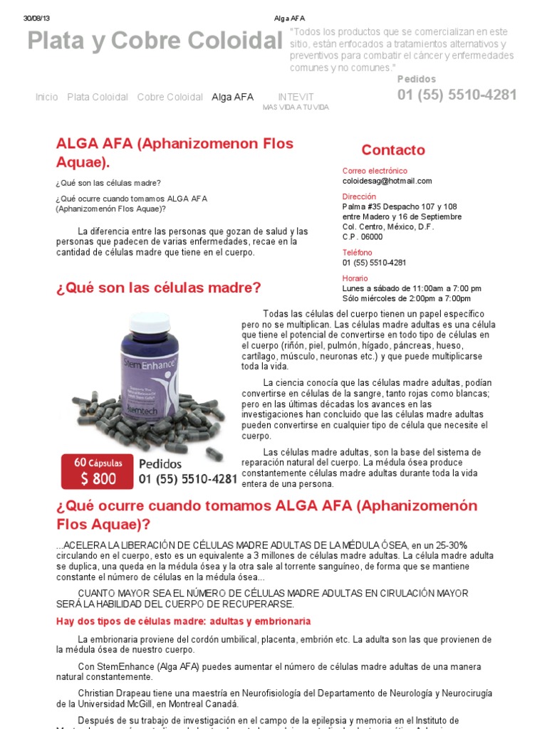 Beneficios del Alga AFA en Salud | PDF | Célula madre | Sangre