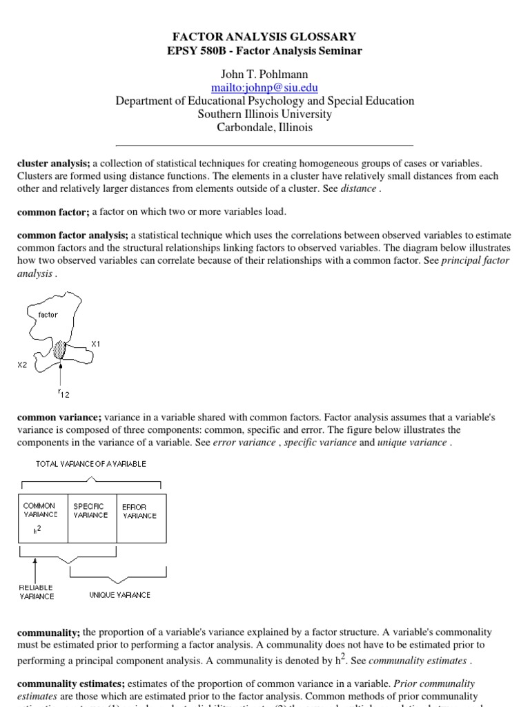 Factor Analysis Glossary | PDF | Factor Analysis | Matrix (Mathematics)