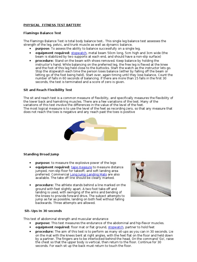 Physical Fitness Test Battery | PDF | Flexibility (Anatomy) | Test ...