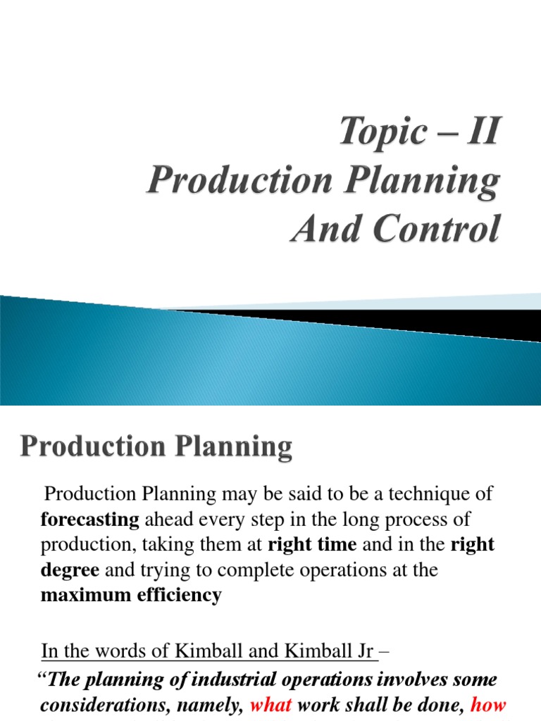 Production Planning & Control | PDF | Factors Of Production | Planning