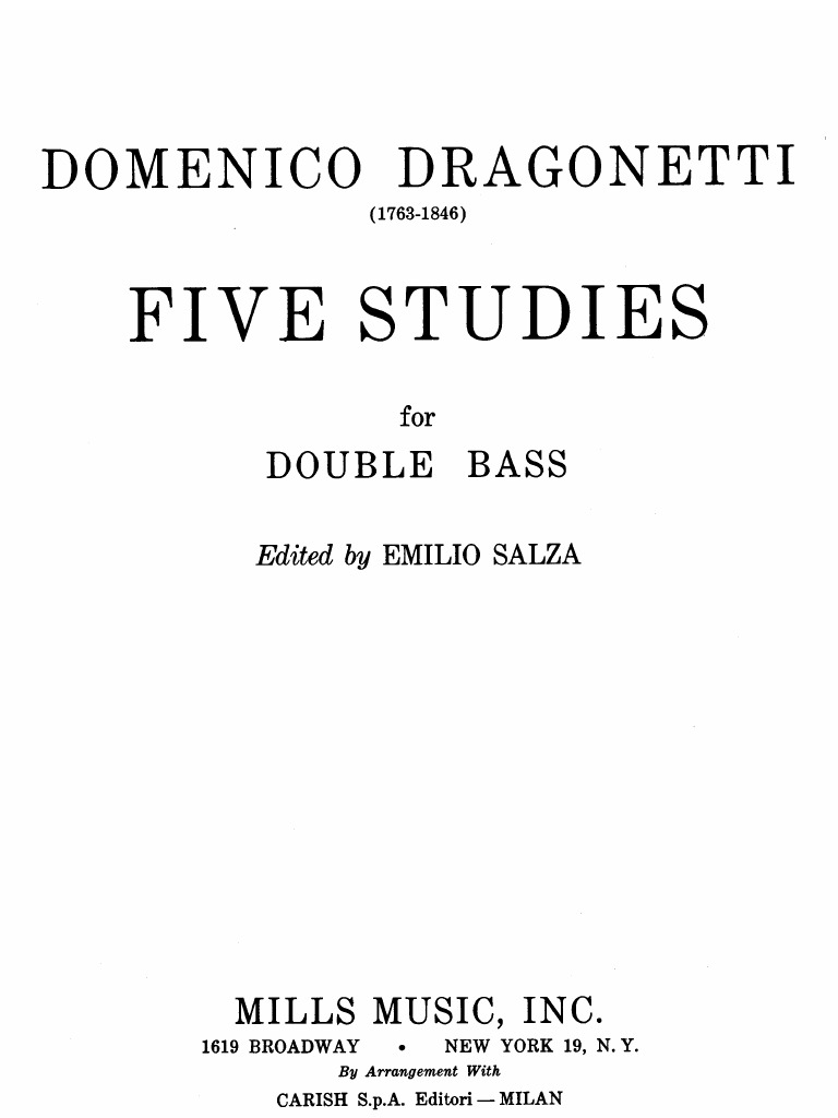 Domenico Dragonetti - Five Studies For Double Bass | PDF