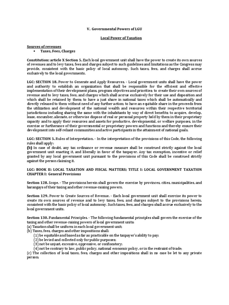 Local Government Taxation Powers | PDF | Local Government | Taxes
