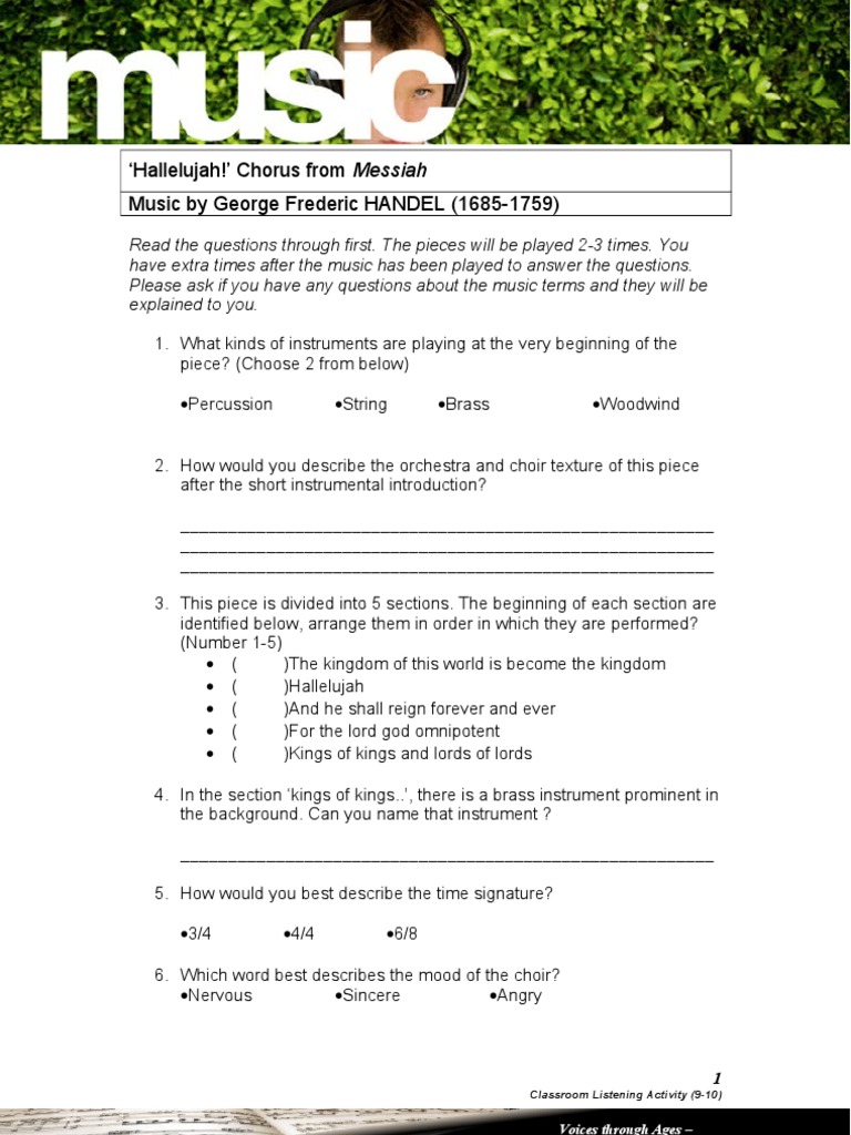 Classroom Listening Activity | PDF | Symphony No. 9 (Beethoven ...