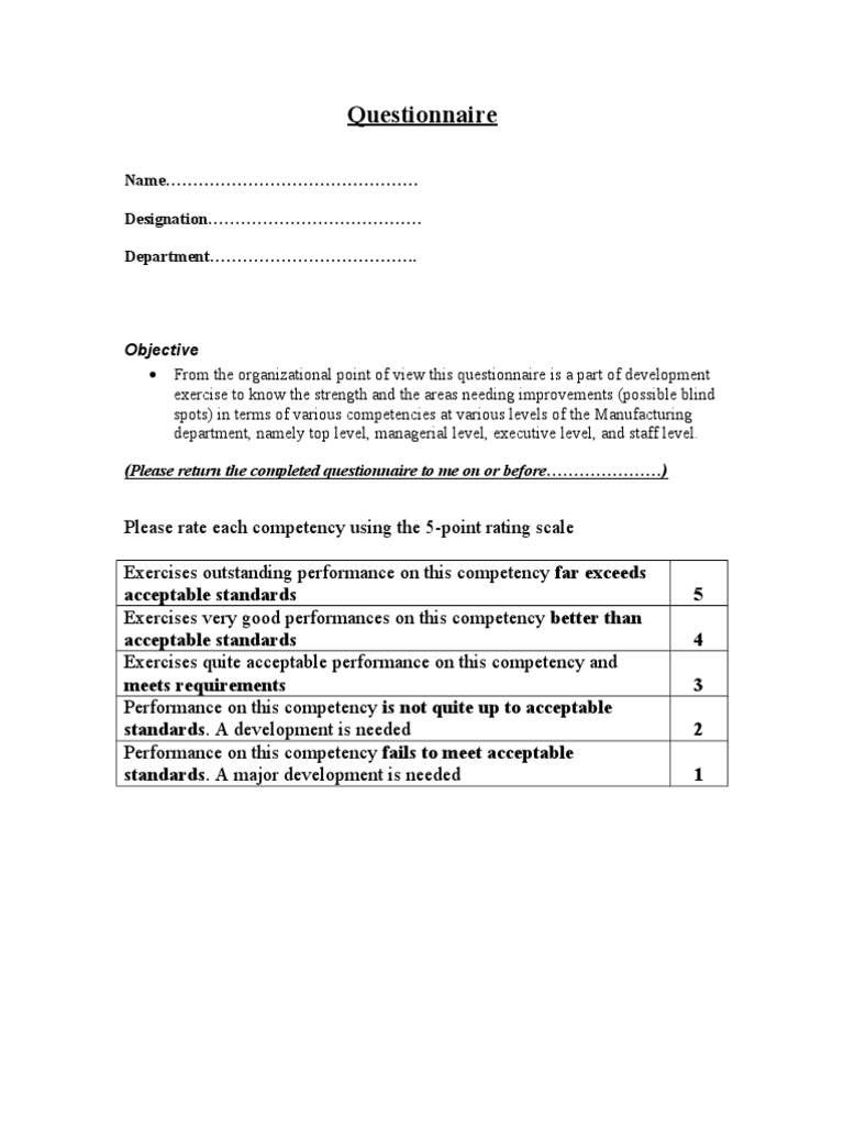 Competency Mapping Questionnaire | PDF | Competence (Human Resources ...